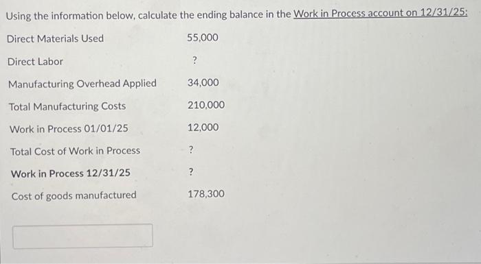 Solved Using the information below, calculate the ending | Chegg.com