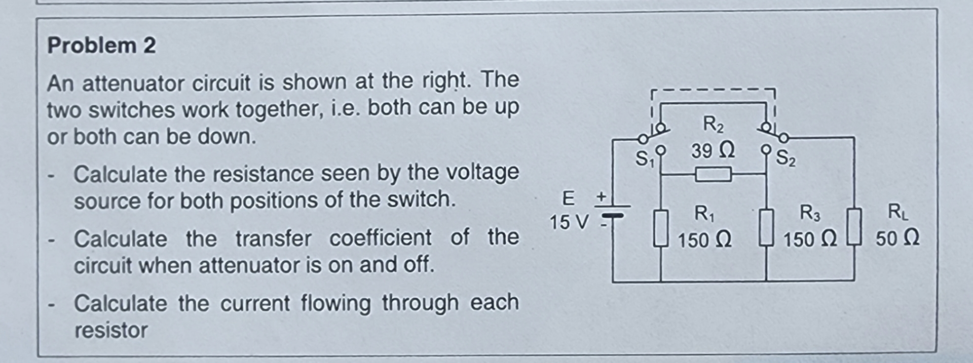 Solved Problem 2An attenuator circuit is shown at the right. | Chegg.com