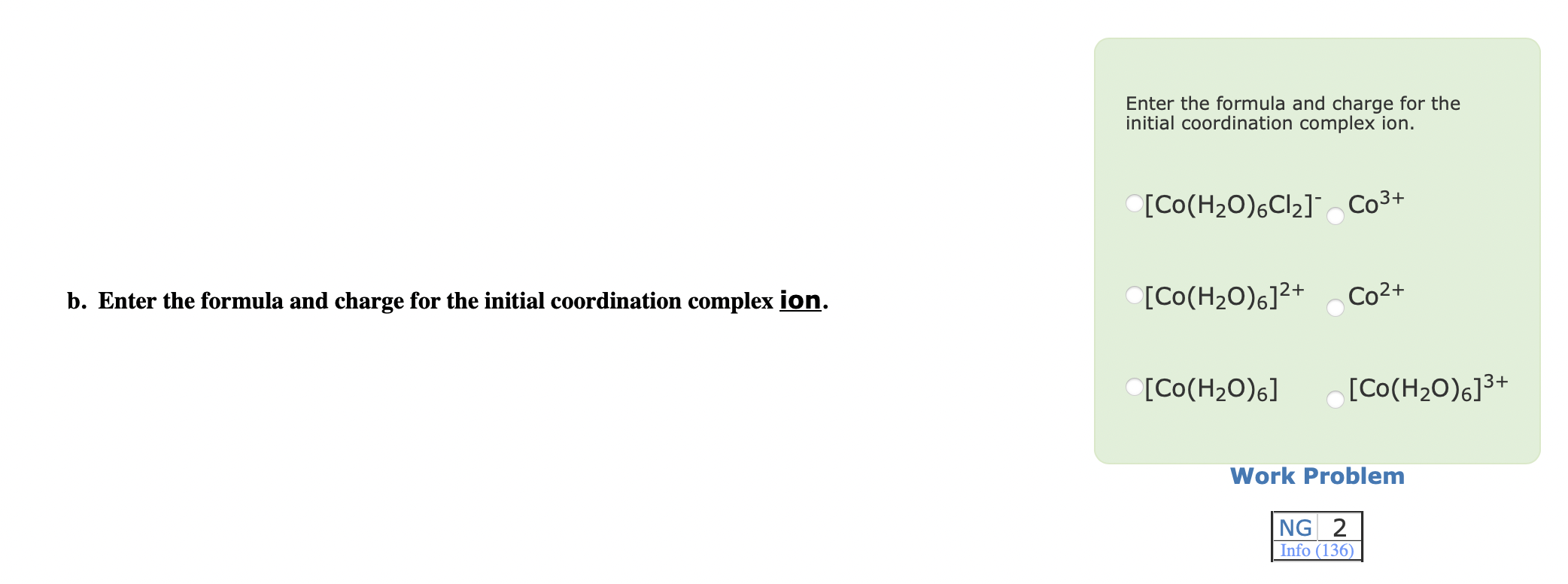 Solved initial coordination complex ion.b. ﻿Enter the | Chegg.com