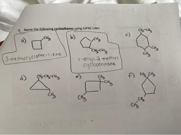 Solved 25 ... са 6. Name the following cycloalkanes using | Chegg.com