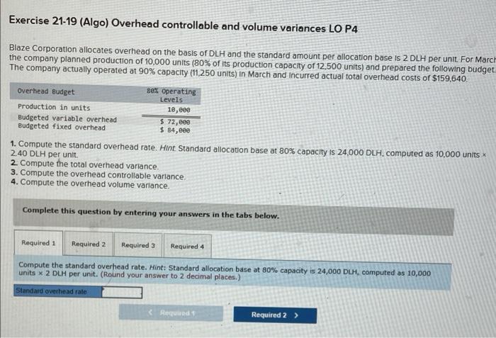 Solved Exercise 21-19 (Algo) Overhead controllable and | Chegg.com