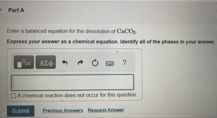 Solved Enter a balanced equation for the dissolution of | Chegg.com