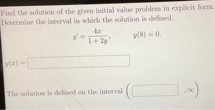 Solved Find the solution of the given initial value problem | Chegg.com