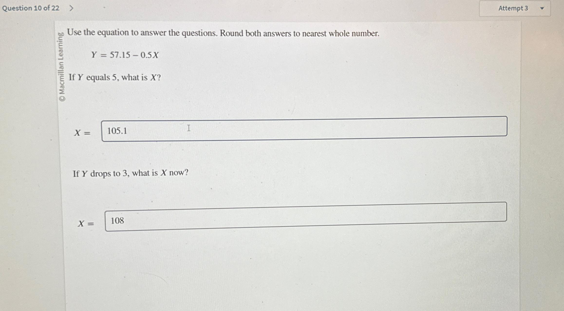 Solved Question 10 ﻿of 22Attempt 3Use the equation to answer | Chegg.com