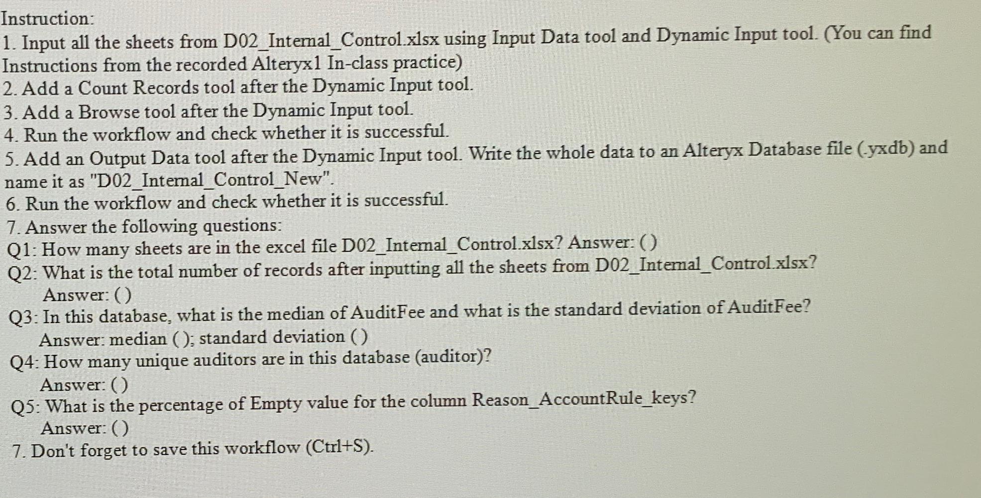 Solved Instruction:Input all the sheets from | Chegg.com