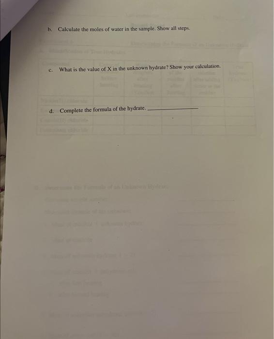 Solved Experiment 6-Determination of Formula of an Unknown | Chegg.com