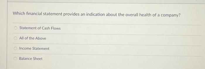 Solved Which financial statement provides an indication | Chegg.com