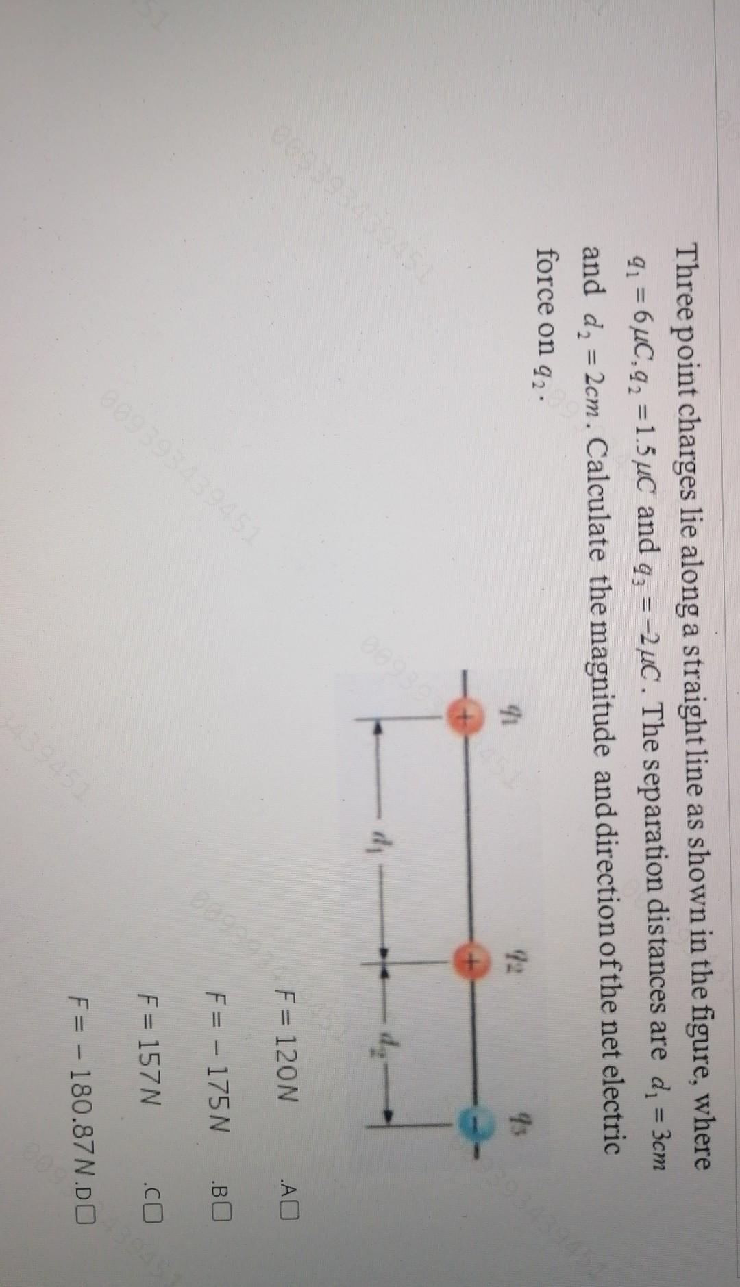Solved Three point charges lie along a straight line as | Chegg.com