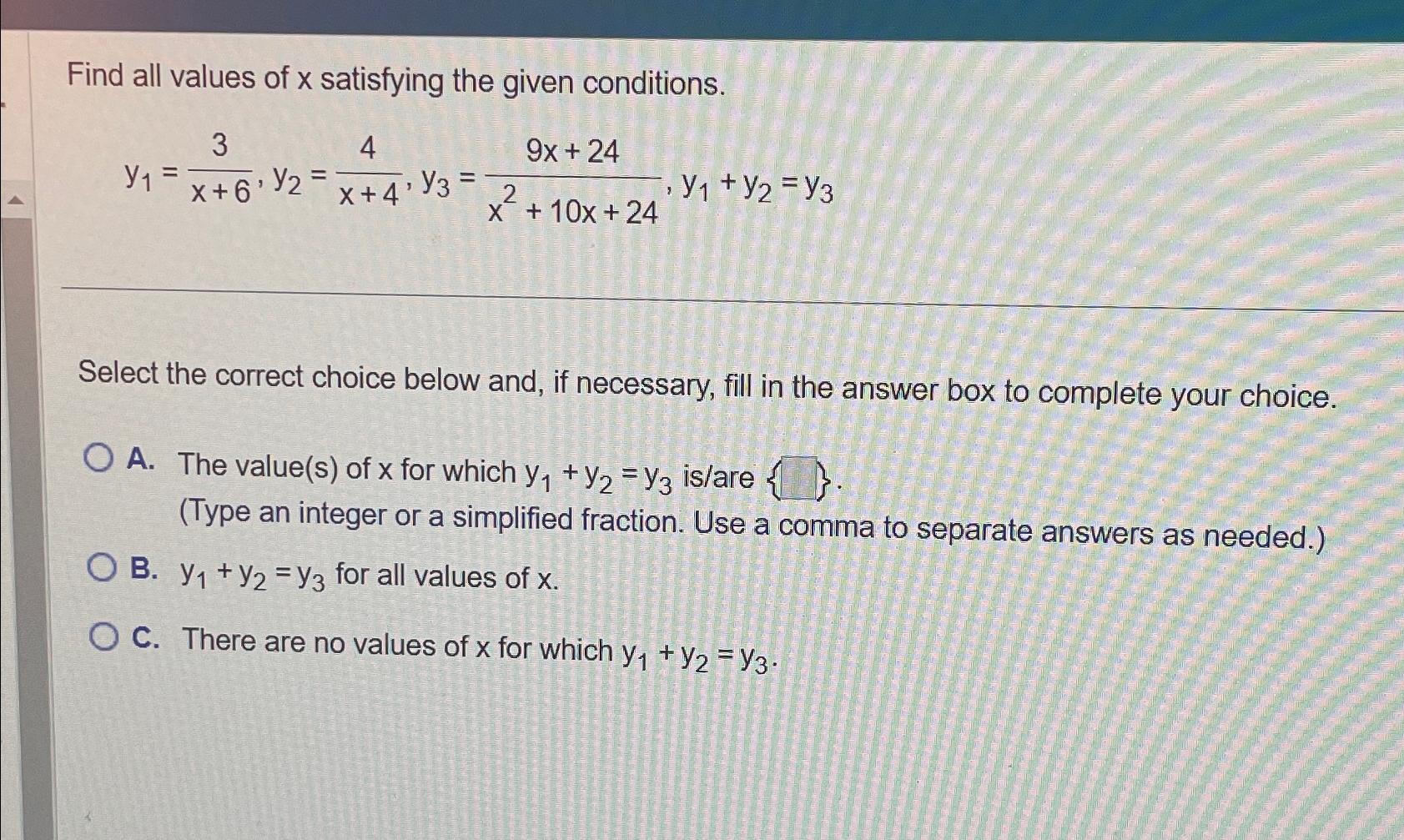 Solved Find all values of x ﻿satisfying the given | Chegg.com