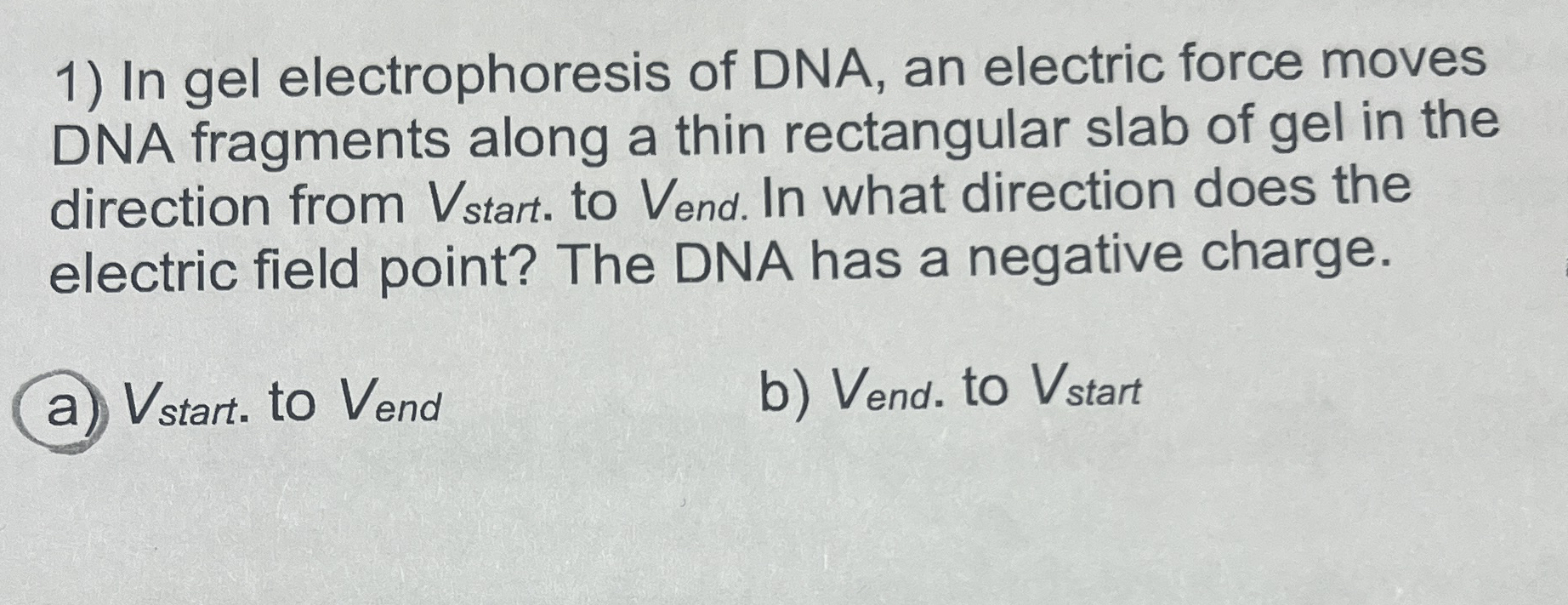 Solved In gel electrophoresis of DNA, an electric force | Chegg.com
