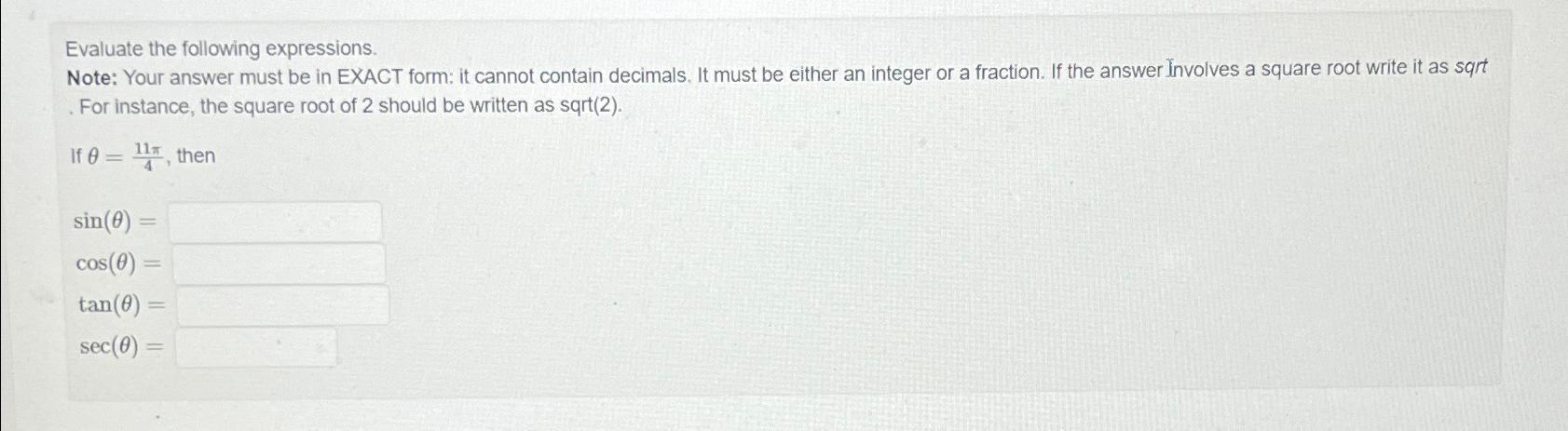Evaluate the following expressions.Note: Your answer | Chegg.com