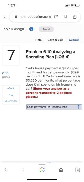 Solved Problem 6-10 Analyzing a Spending Plan [LO6-4] Carl's | Chegg.com
