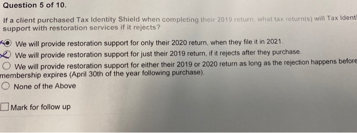 Solved Question 5 of 10. If a client purchased Tax Identity | Chegg.com