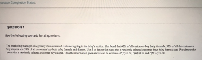 uestion Completion Status: QUESTION 1 Use the | Chegg.com