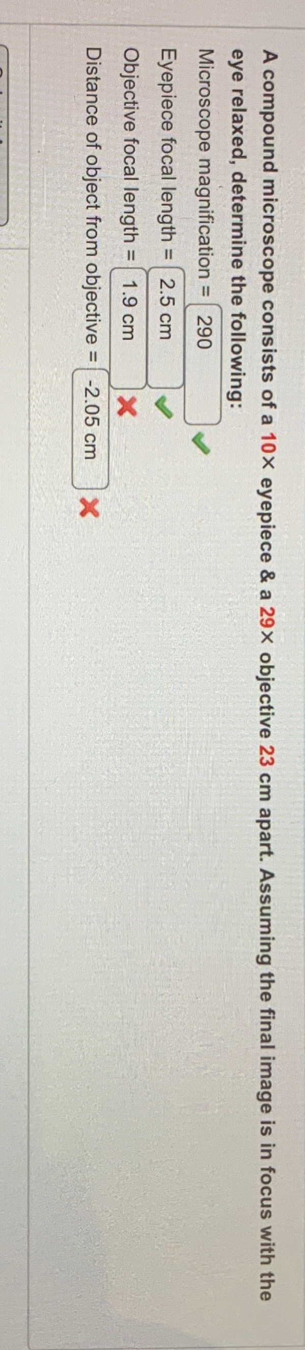 Solved A compound microscope consists of a 10× ﻿eyepiece & a | Chegg.com