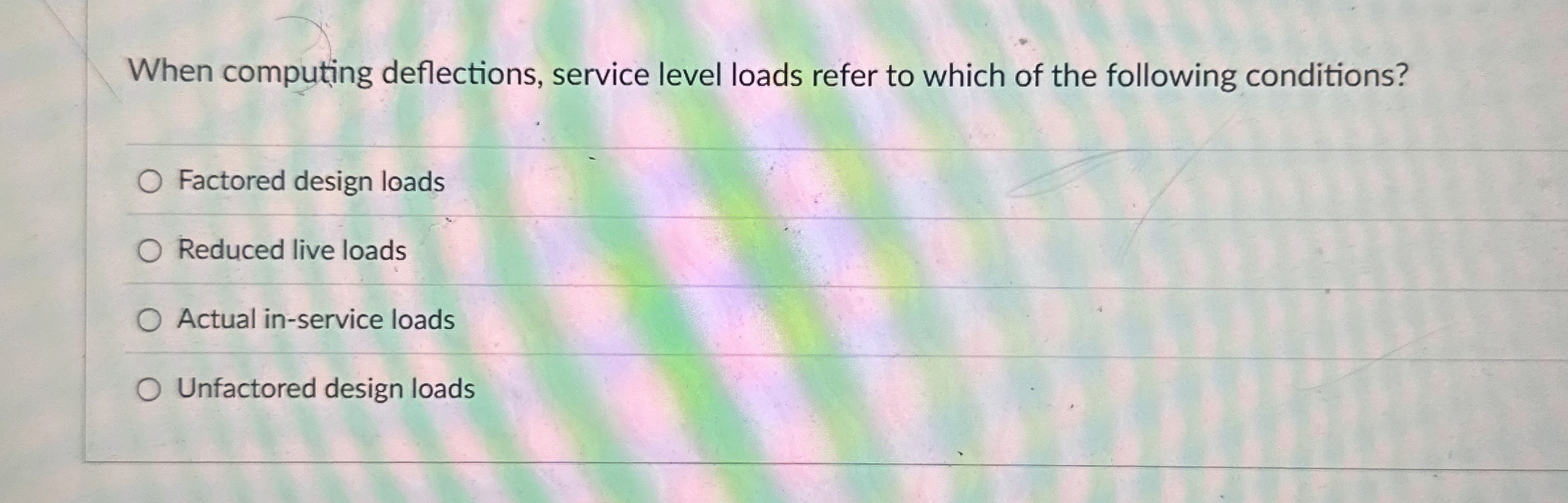 Solved When computing deflections, service level loads refer | Chegg.com