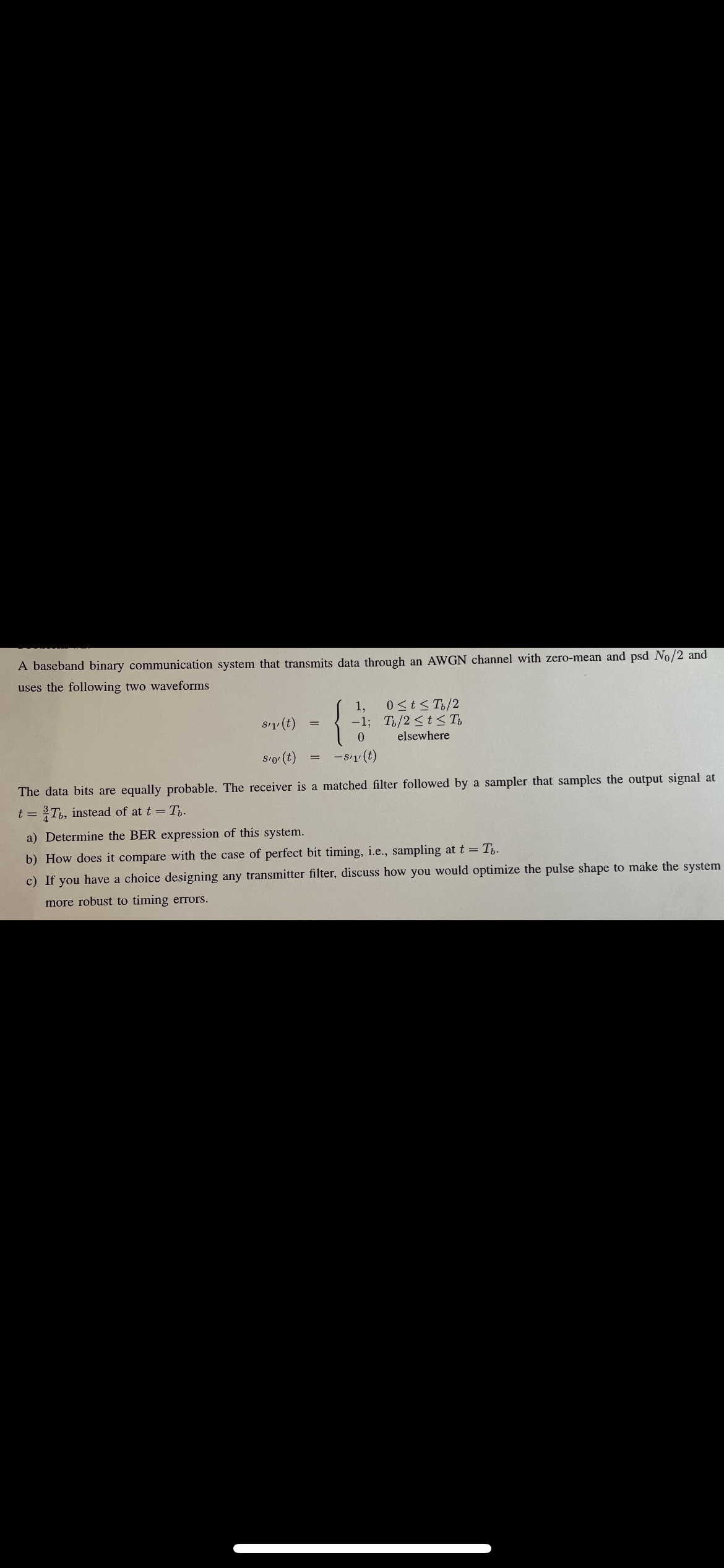 Solved A baseband binary communication system that transmits | Chegg.com