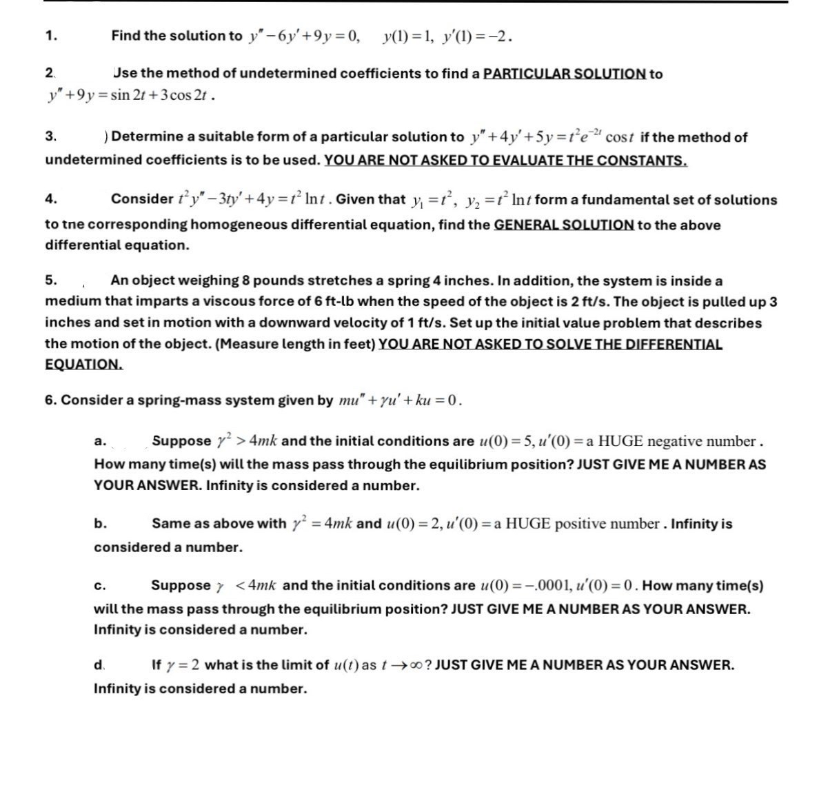 Solved Solve ALL problems Find the solution to | Chegg.com