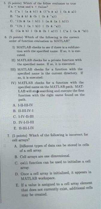 Solved 5. (5 points) Which of the follow evaluatn to true If | Chegg.com