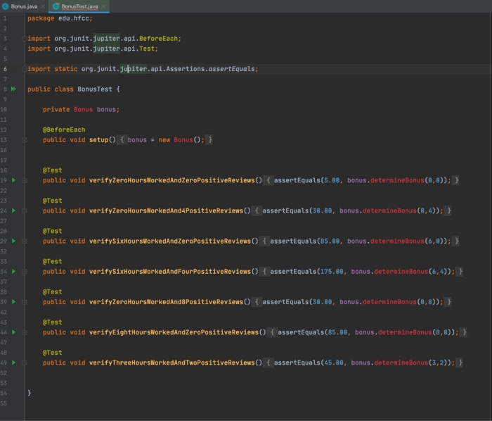 Solved Bonusjava Bonus Test.java package edu.hfcc; 1 2 3 /* | Chegg.com