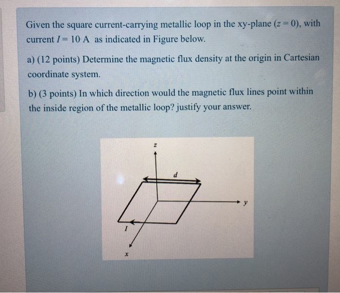 Solved Given the square current-carrying metallic loop in | Chegg.com