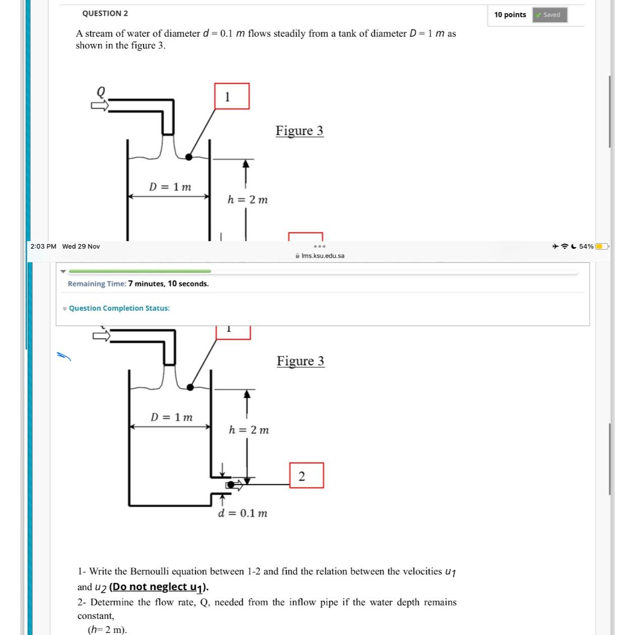 Solved QUESTION 2A stream of water of diameter d=0.1m ﻿flows | Chegg.com