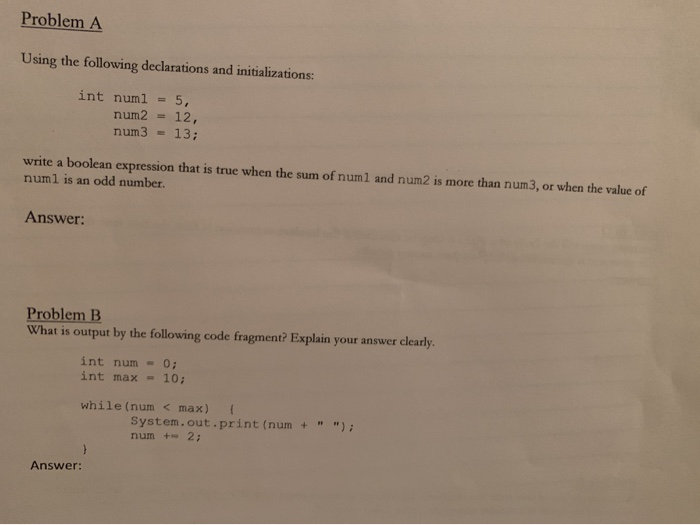 Solved Problem A Using The Following Declarations And
