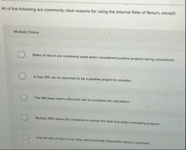 Solved All of the following are commonly cited reasons for | Chegg.com