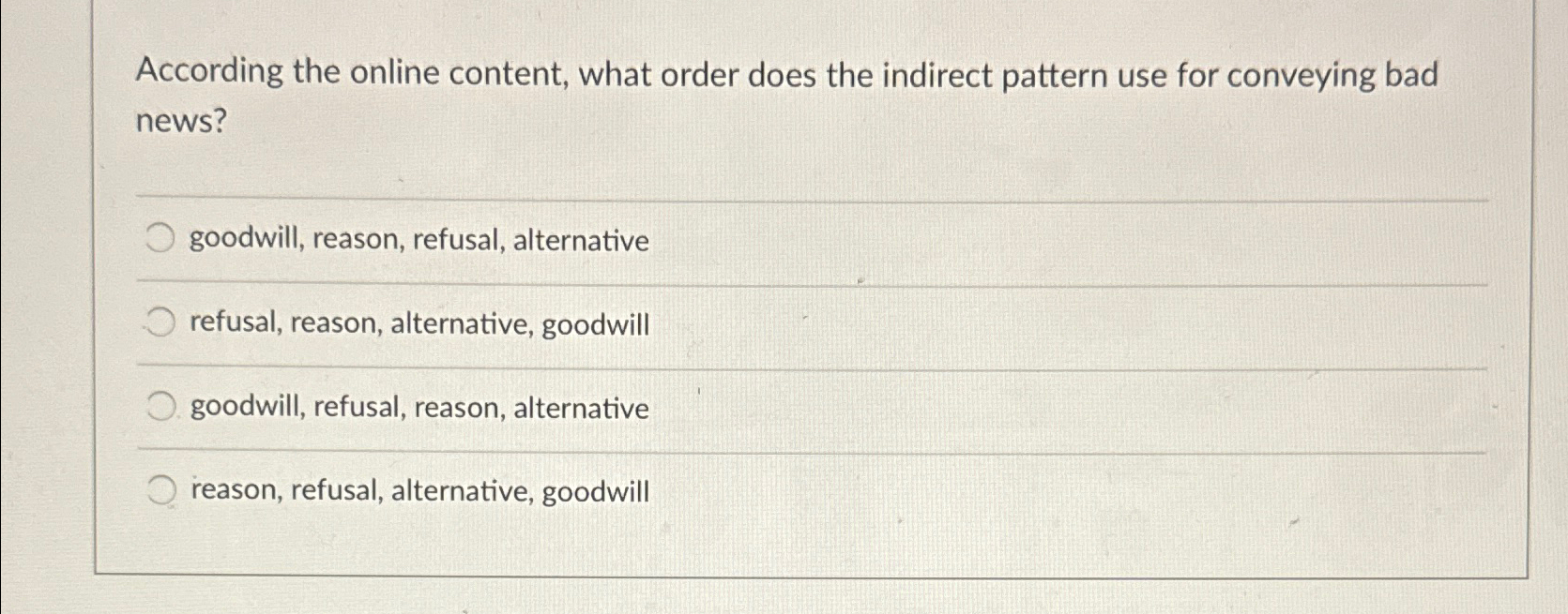Solved According the online content, what order does the | Chegg.com