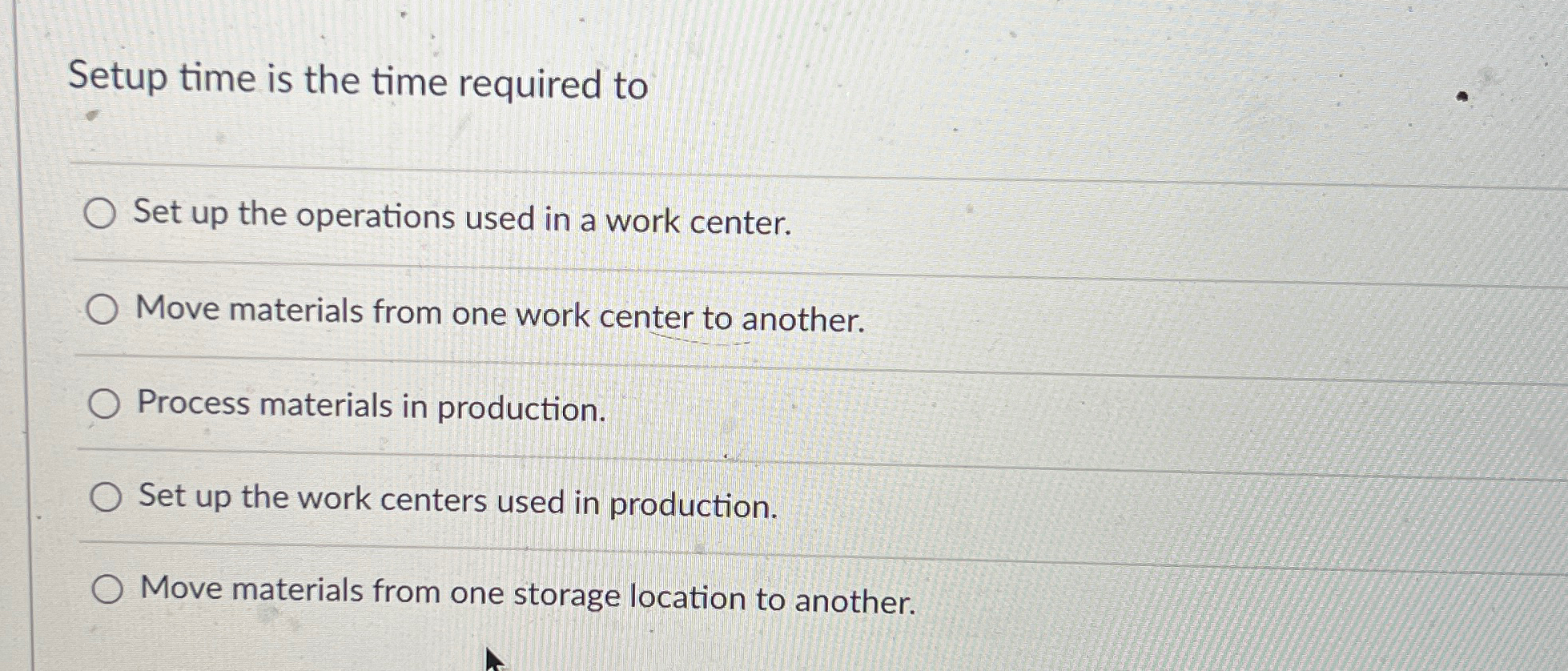 Solved Setup time is the time required toSet up the | Chegg.com
