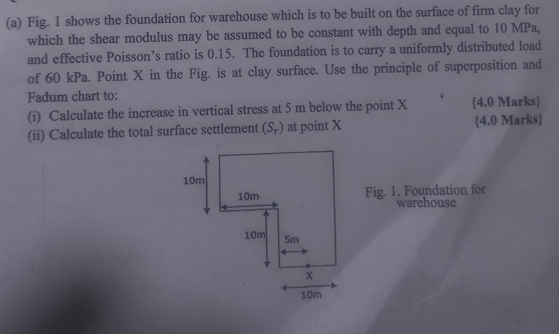 Solved (a) Fig. 1 shows the foundation for warehouse which | Chegg.com
