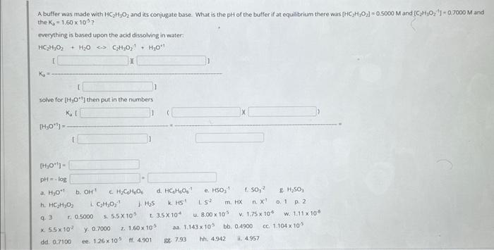 Solved A buffer was made with HC2H3O2 and its conjugate | Chegg.com