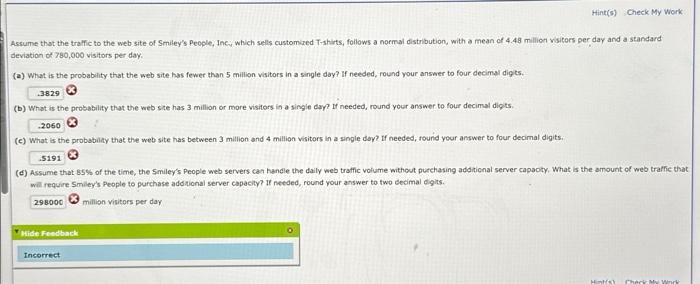Solved Assume that the traffic to the web site of Smiley's | Chegg.com