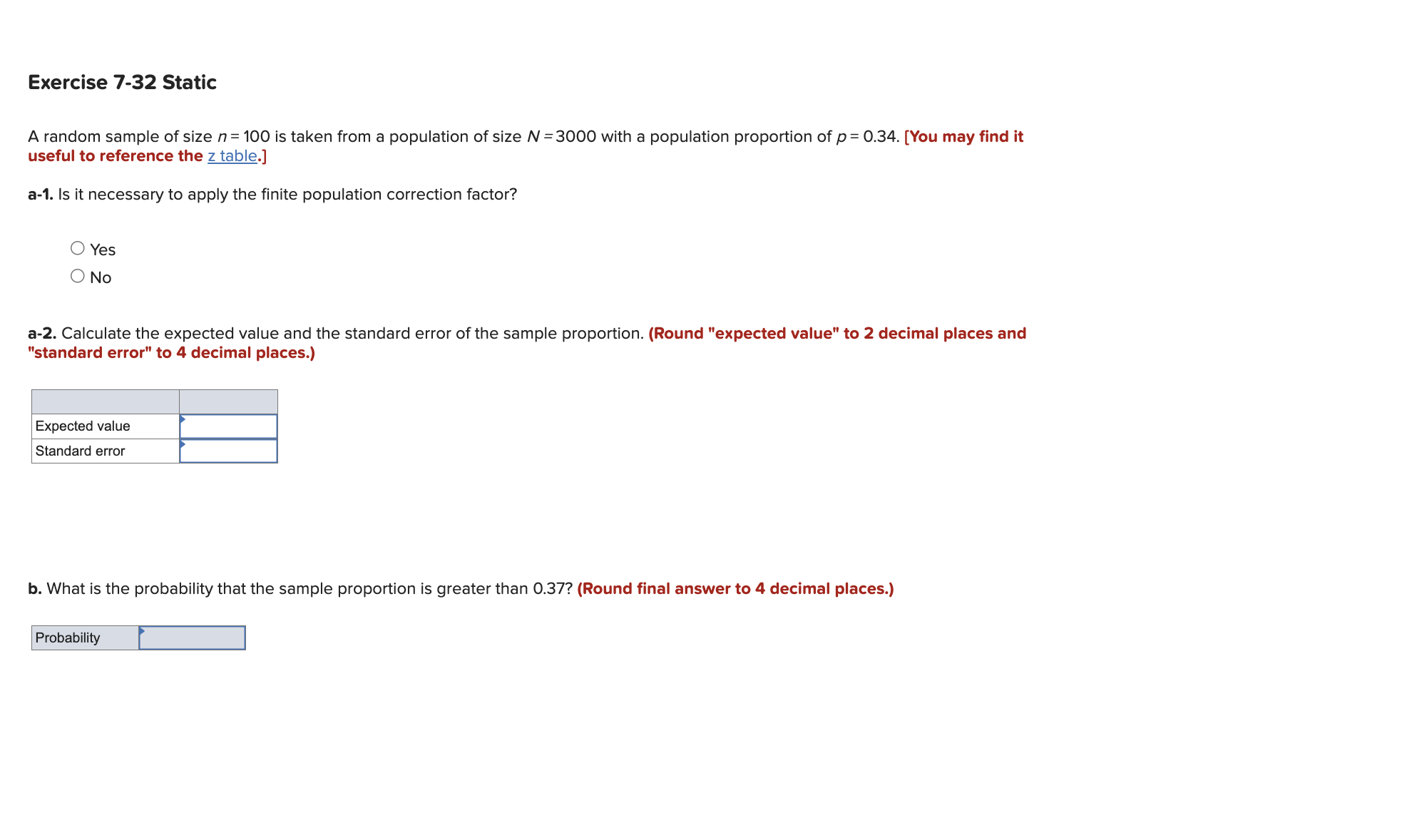 Solved Exercise 7-32 ﻿StaticA random sample of size n=100 | Chegg.com
