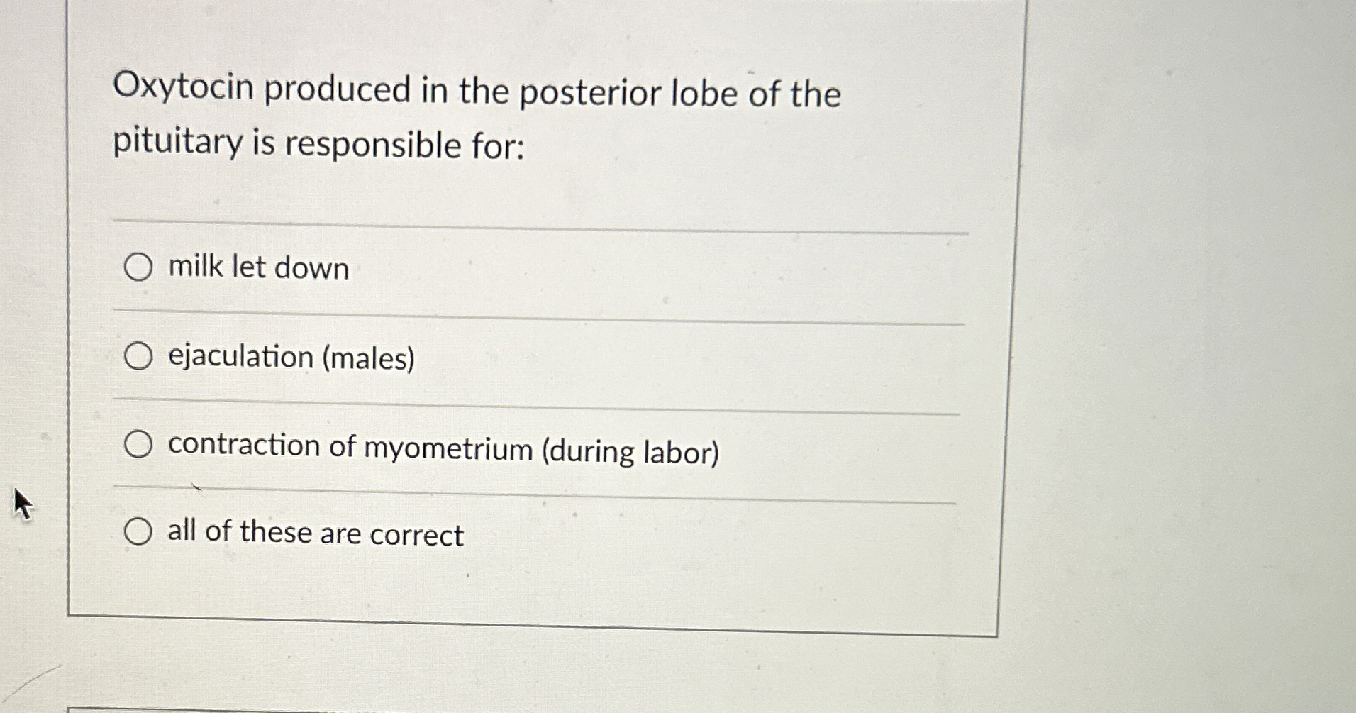 Solved Oxytocin Produced In The Posterior Lobe Of The