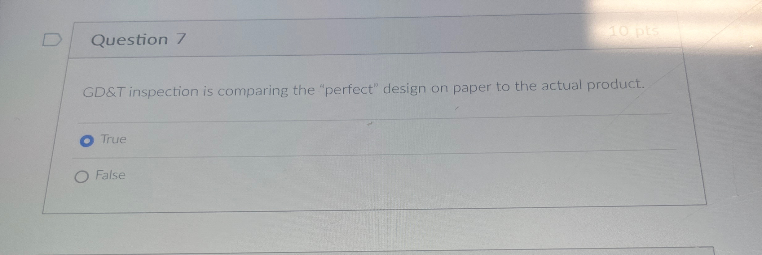 Solved Question 7GD&T inspection is comparing the "perfect" | Chegg.com