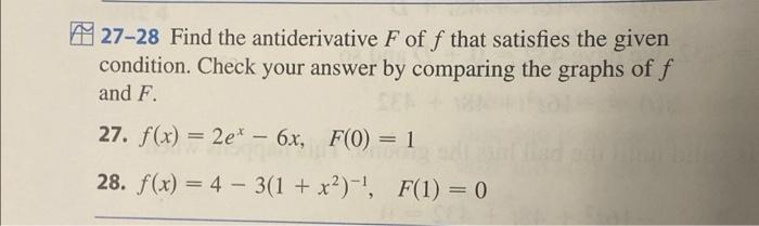 #2727-28 Find the antiderivative F of f that | Chegg.com