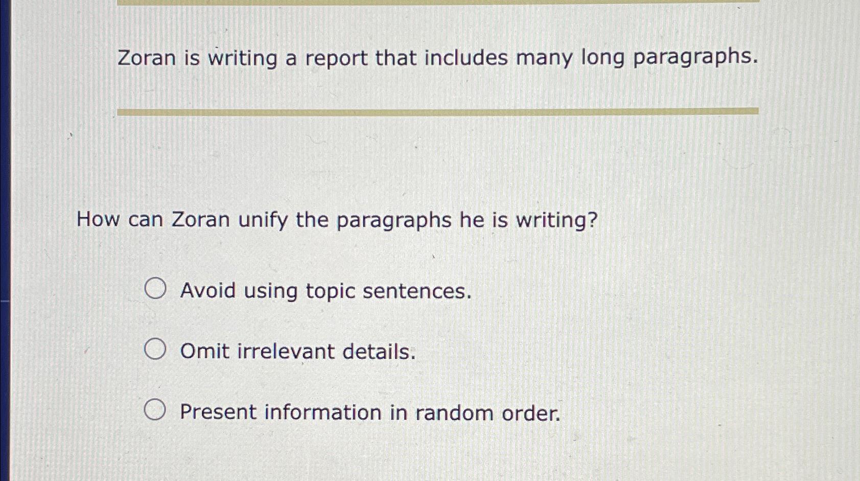 Solved Zoran is writing a report that includes many long | Chegg.com