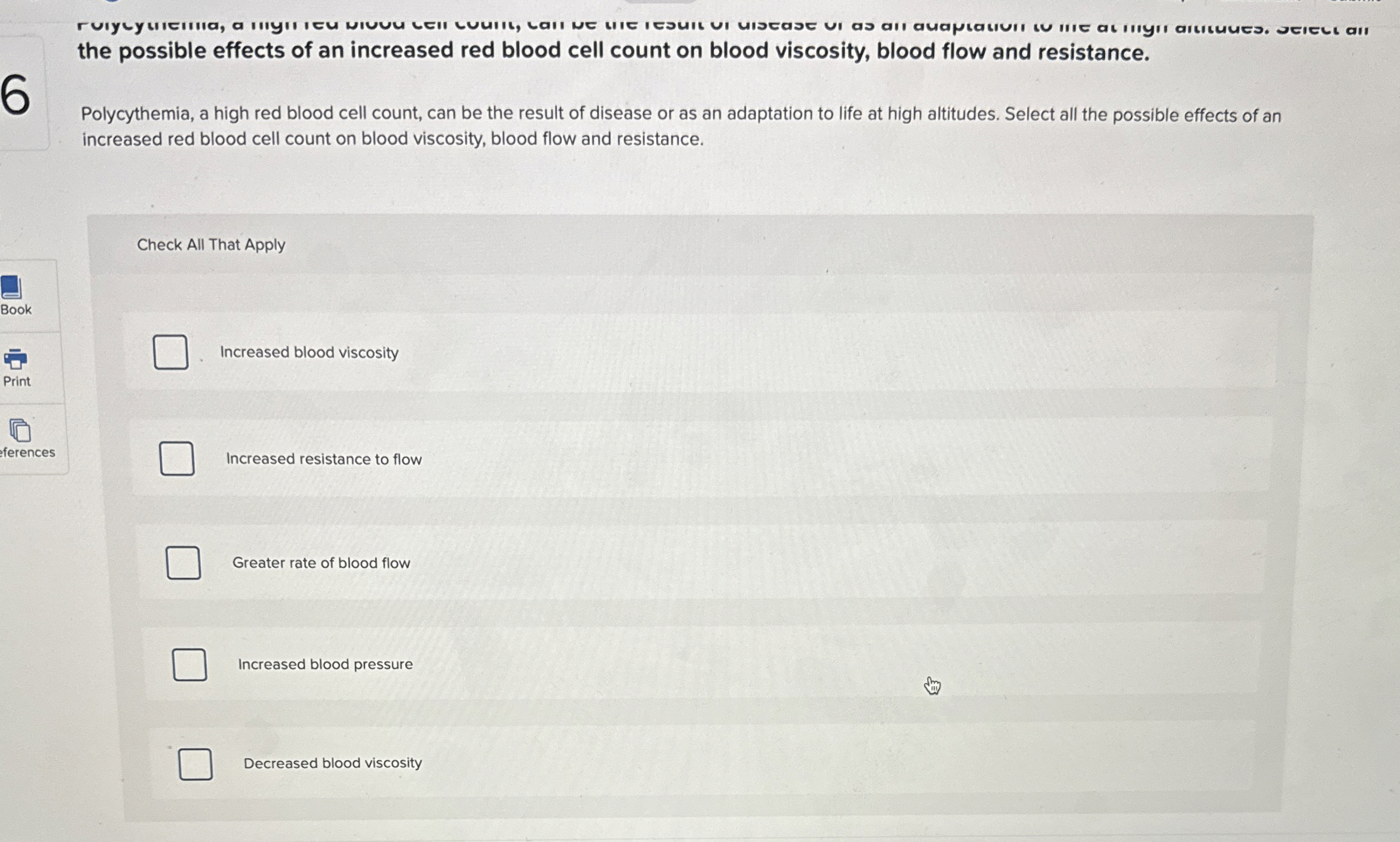 Solved the possible effects of an increased red blood cell | Chegg.com