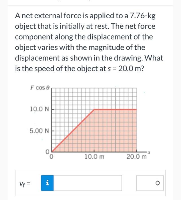 Solved A net external force is applied to a 7.76-kg object | Chegg.com