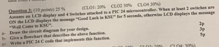 20 Question 3: (10 points) 25 % (CLO1: 20% CLO2 50% | Chegg.com