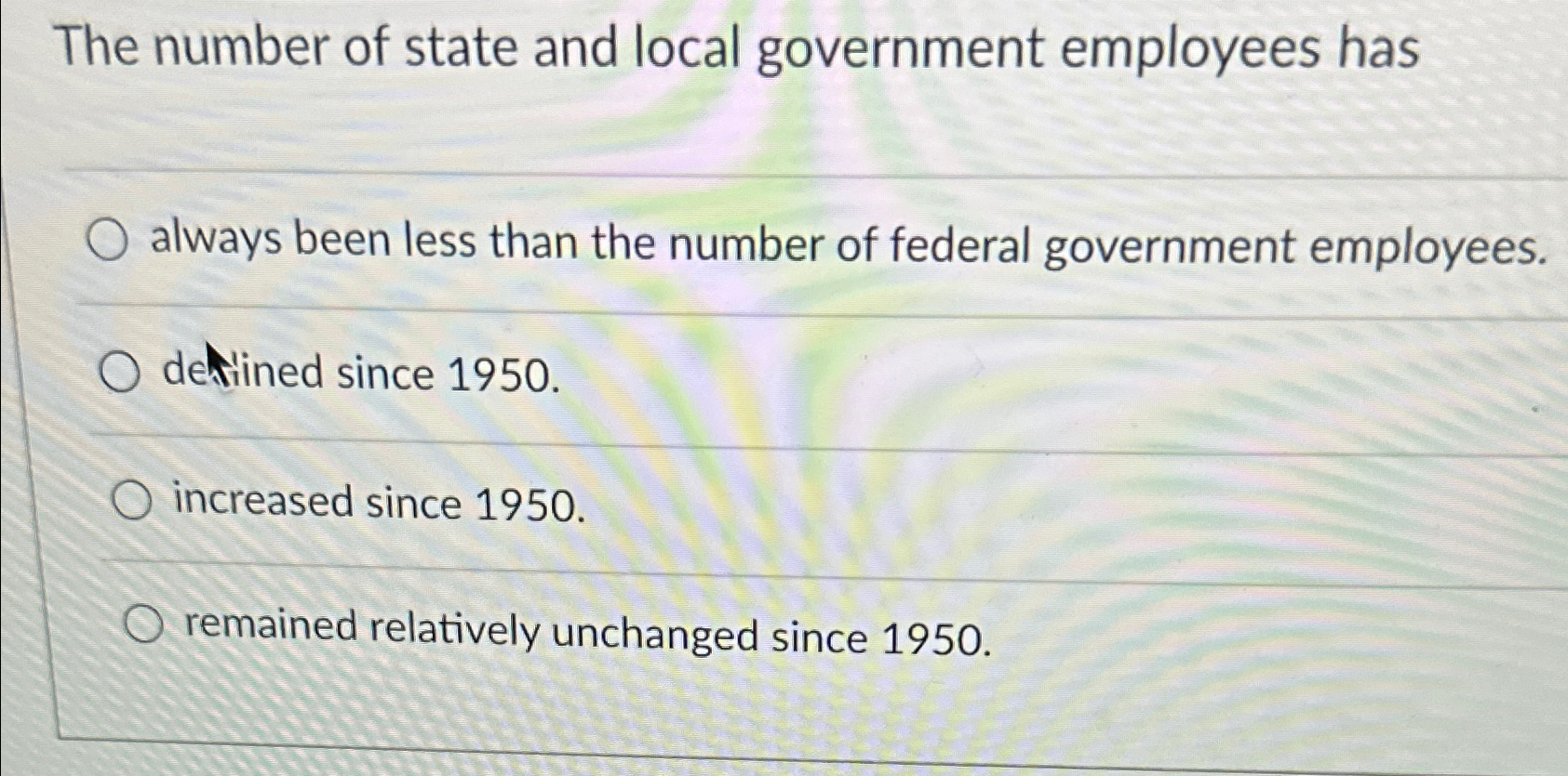 Solved The number of state and local government employees | Chegg.com