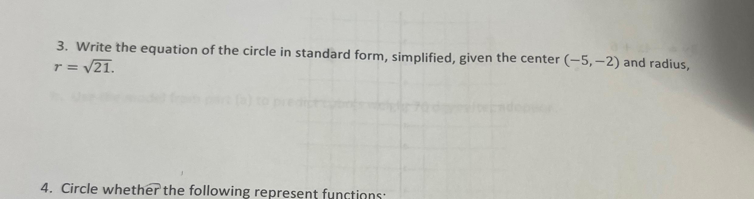 Solved Write the equation of the circle in standard form, | Chegg.com