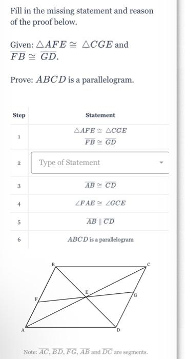 Solved Fill in the missing statement and reason of the proof | Chegg.com