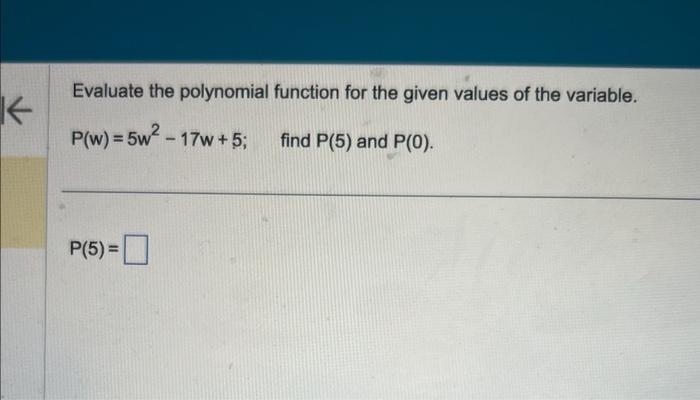 Solved Evaluate the polynomial function for the given values | Chegg.com