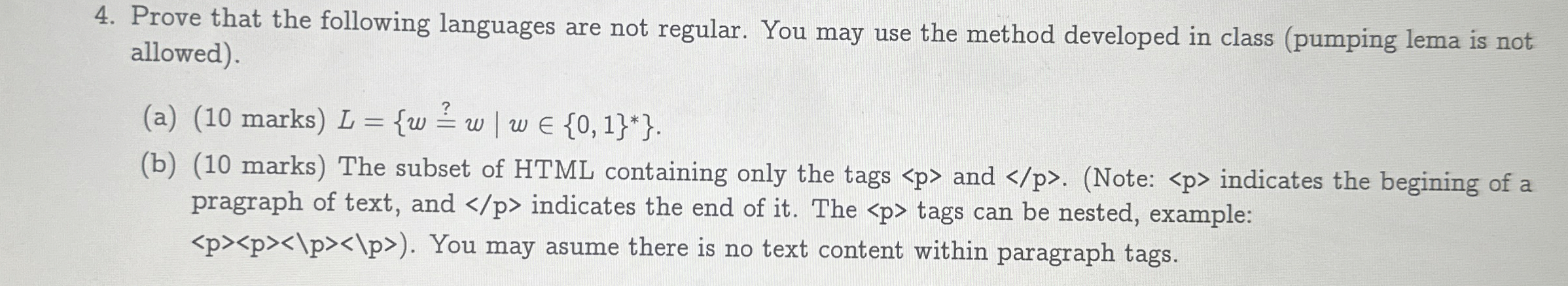 Solved Prove that the following languages are not regular. | Chegg.com