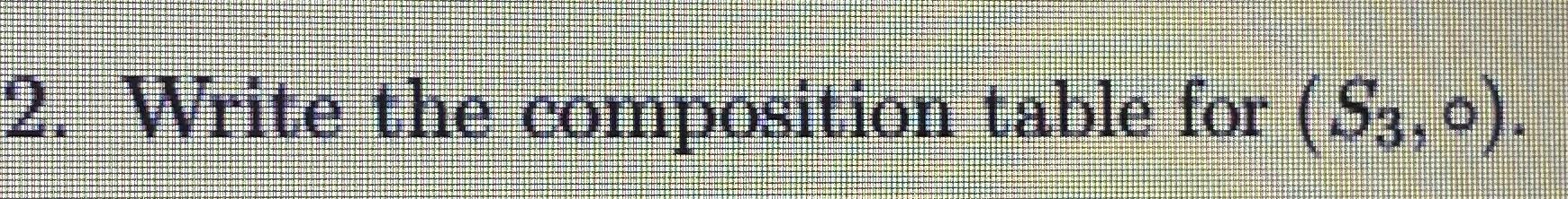Solved Write the composition table for (S3,@). | Chegg.com
