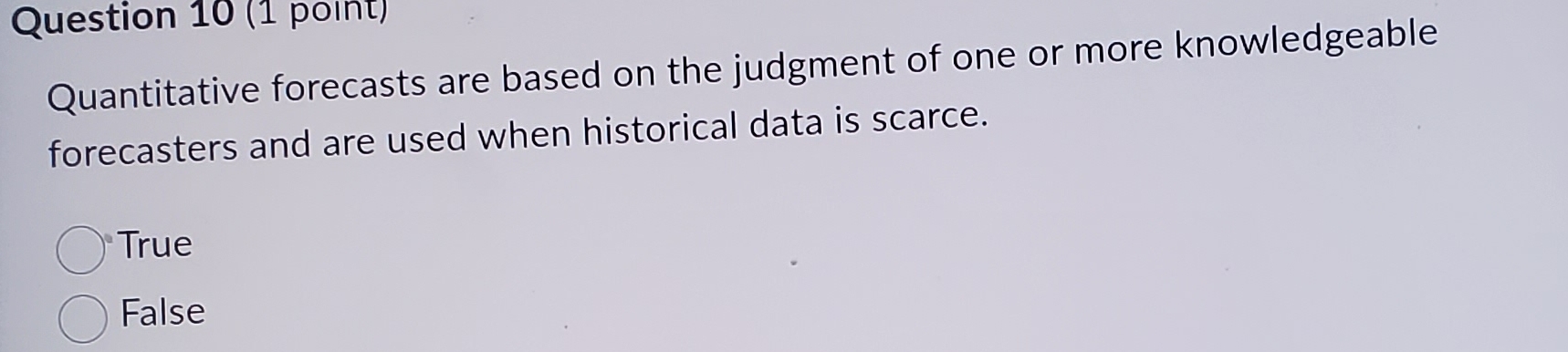 Solved Question 10 (1 ﻿point)Quantitative forecasts are | Chegg.com