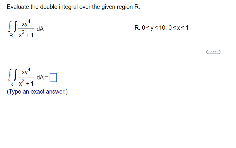 Solved Evaluate the double integral over the given region | Chegg.com