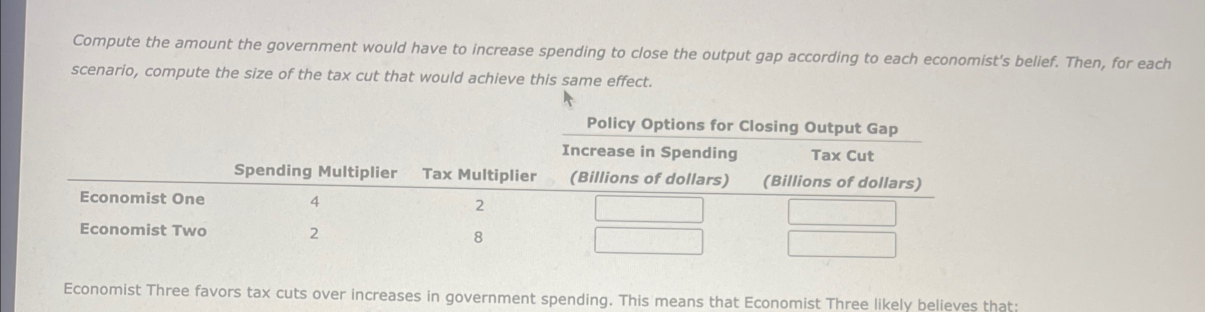 Solved Compute the amount the government would have to | Chegg.com